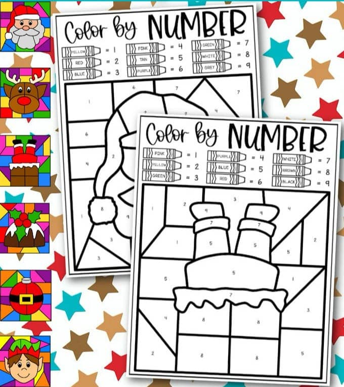 Get the free Christmas nativity color by number sheets here!
