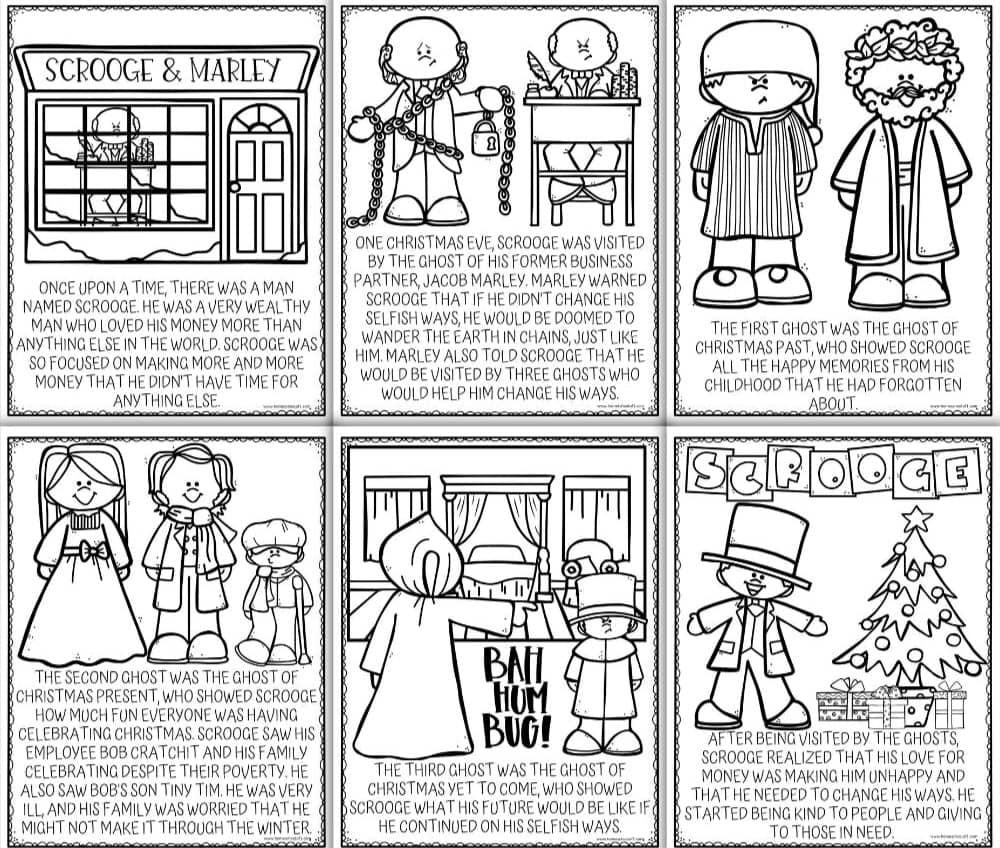 Get the free Christmas Carol coloring sheets here!