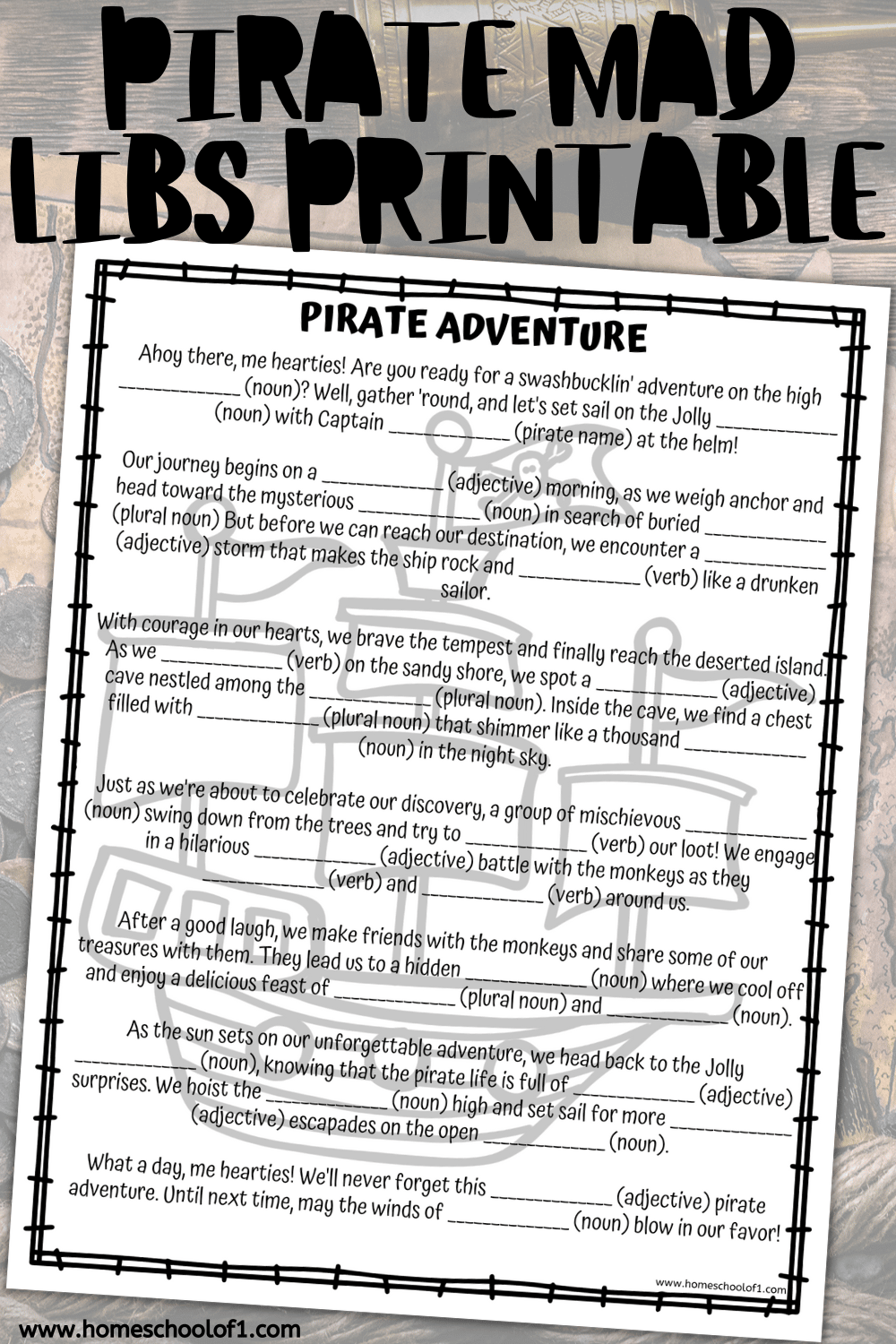 Grab the free pirate mad libs printable here!