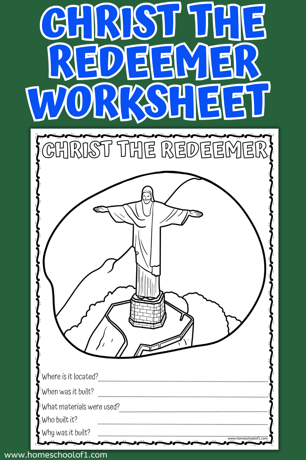 Get your free Christ the Redeemer worksheet here!