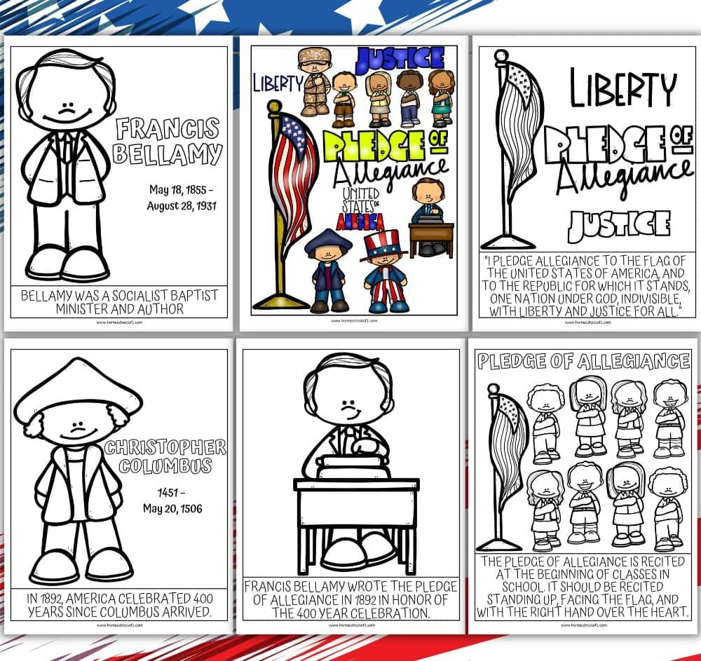 Get the free Pledge of Allegiance coloring sheets here!