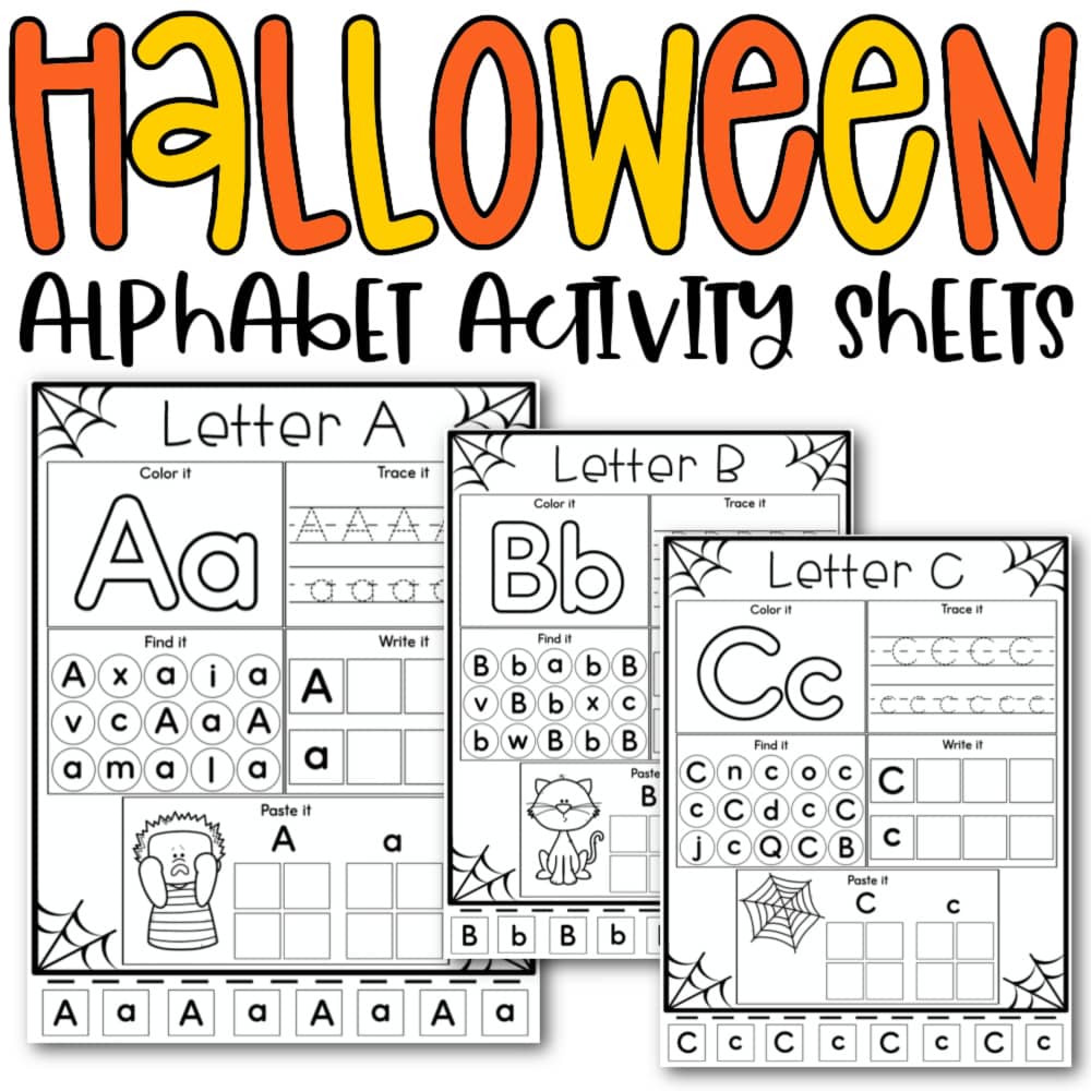Get the free Halloween alphabet activities here!