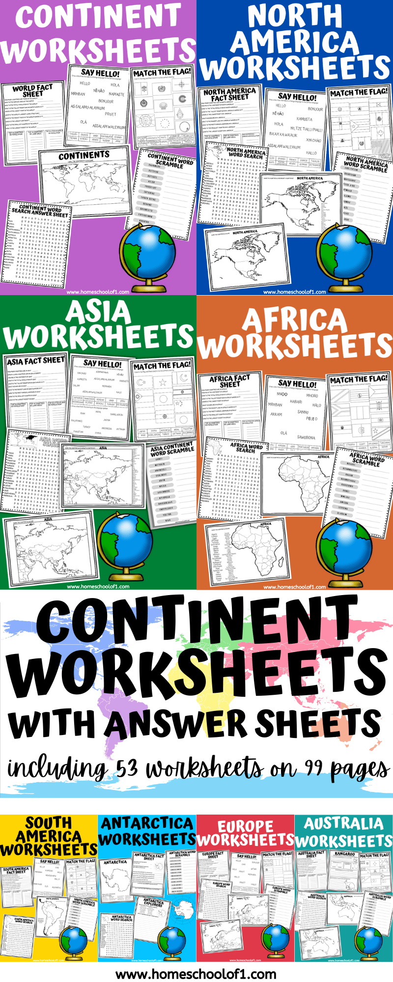 Continent Worksheets