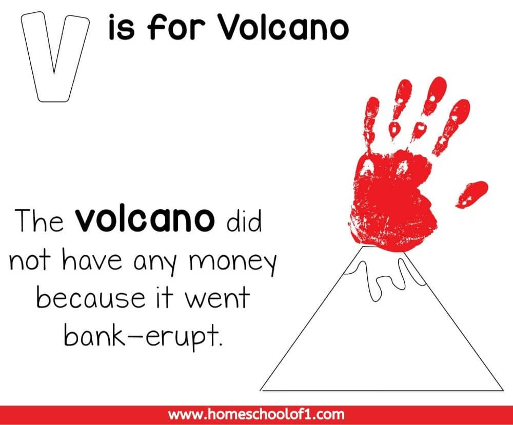 Get the free volcano handprint art here!