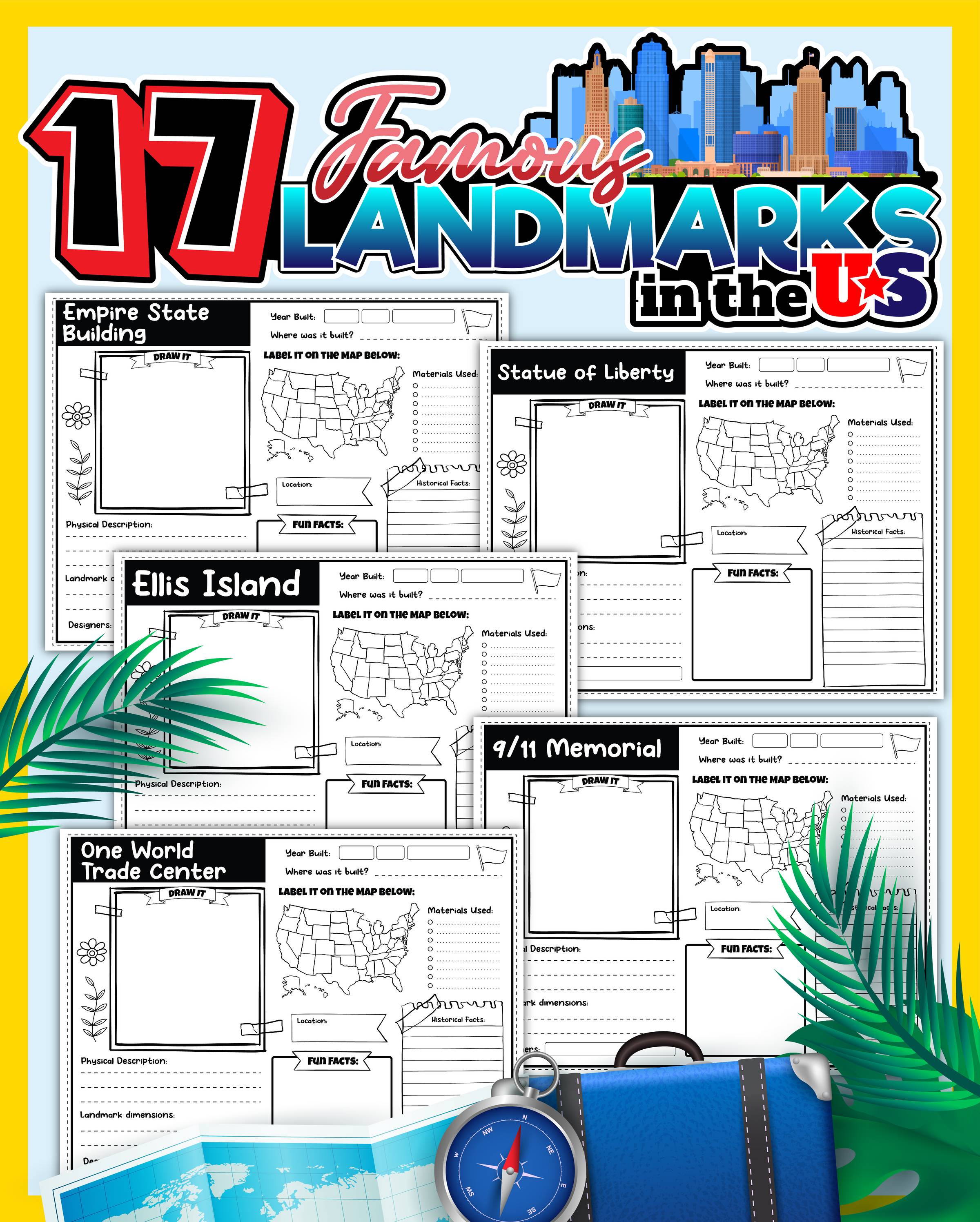 Get your free American landmarks worksheets here!