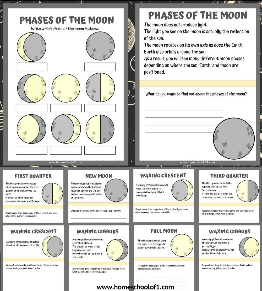 Get your free phases of the moon worksheets here!