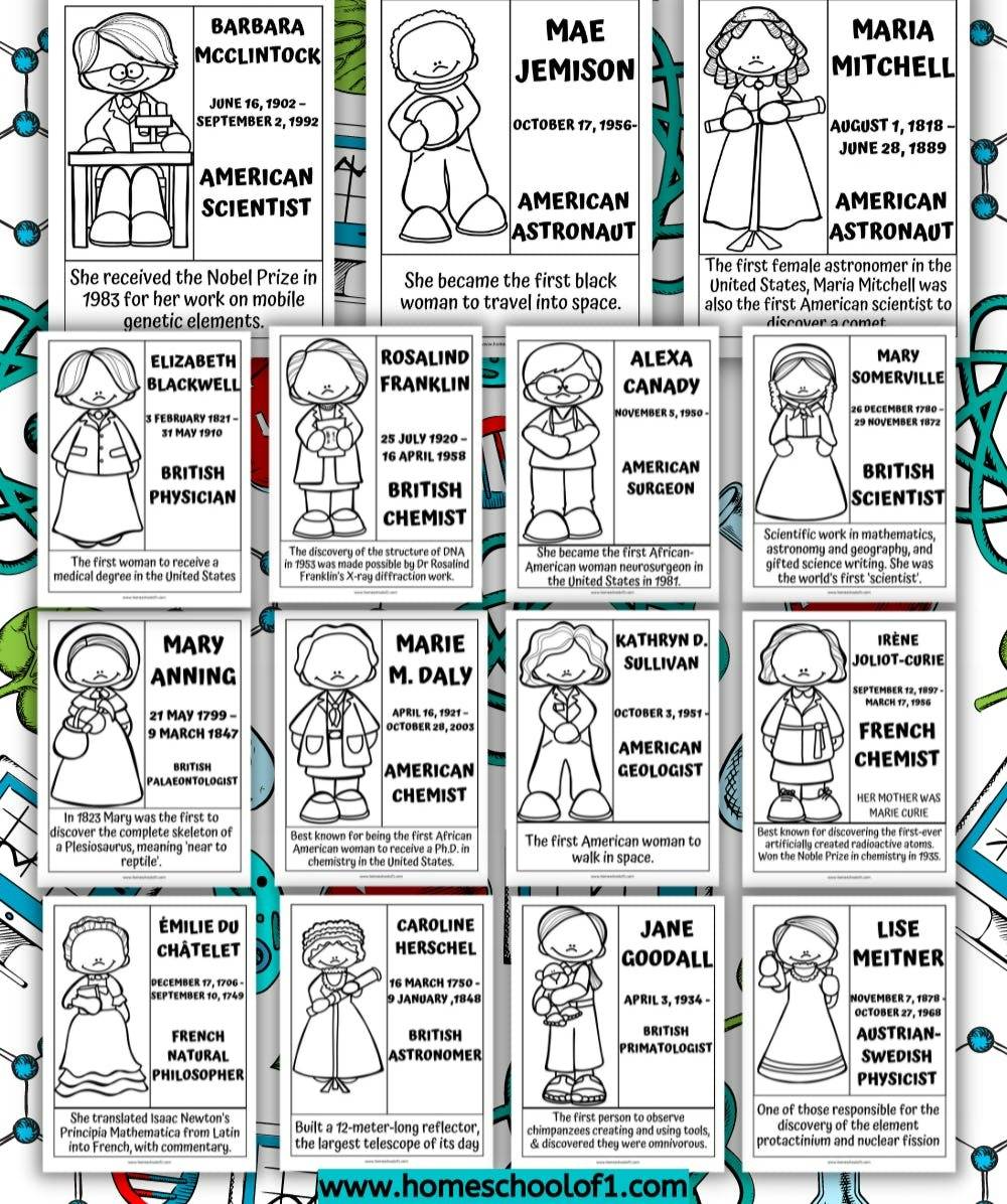 Get your free women in science coloring pages here!