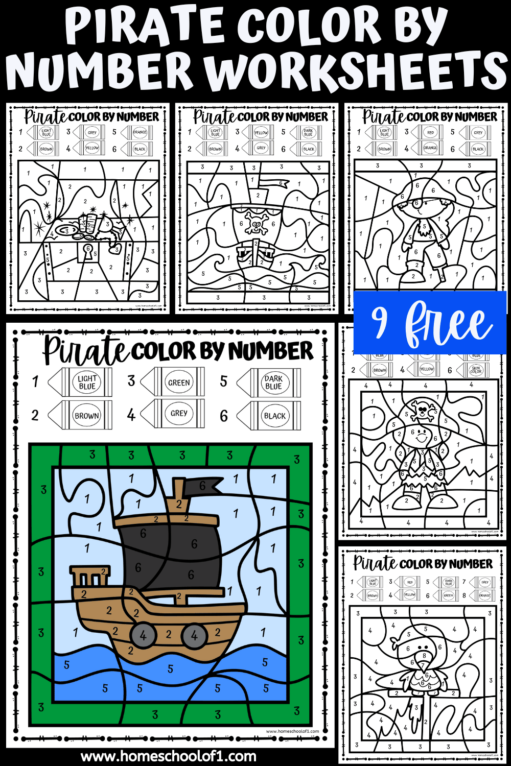 Get the free pirate color by number here!
