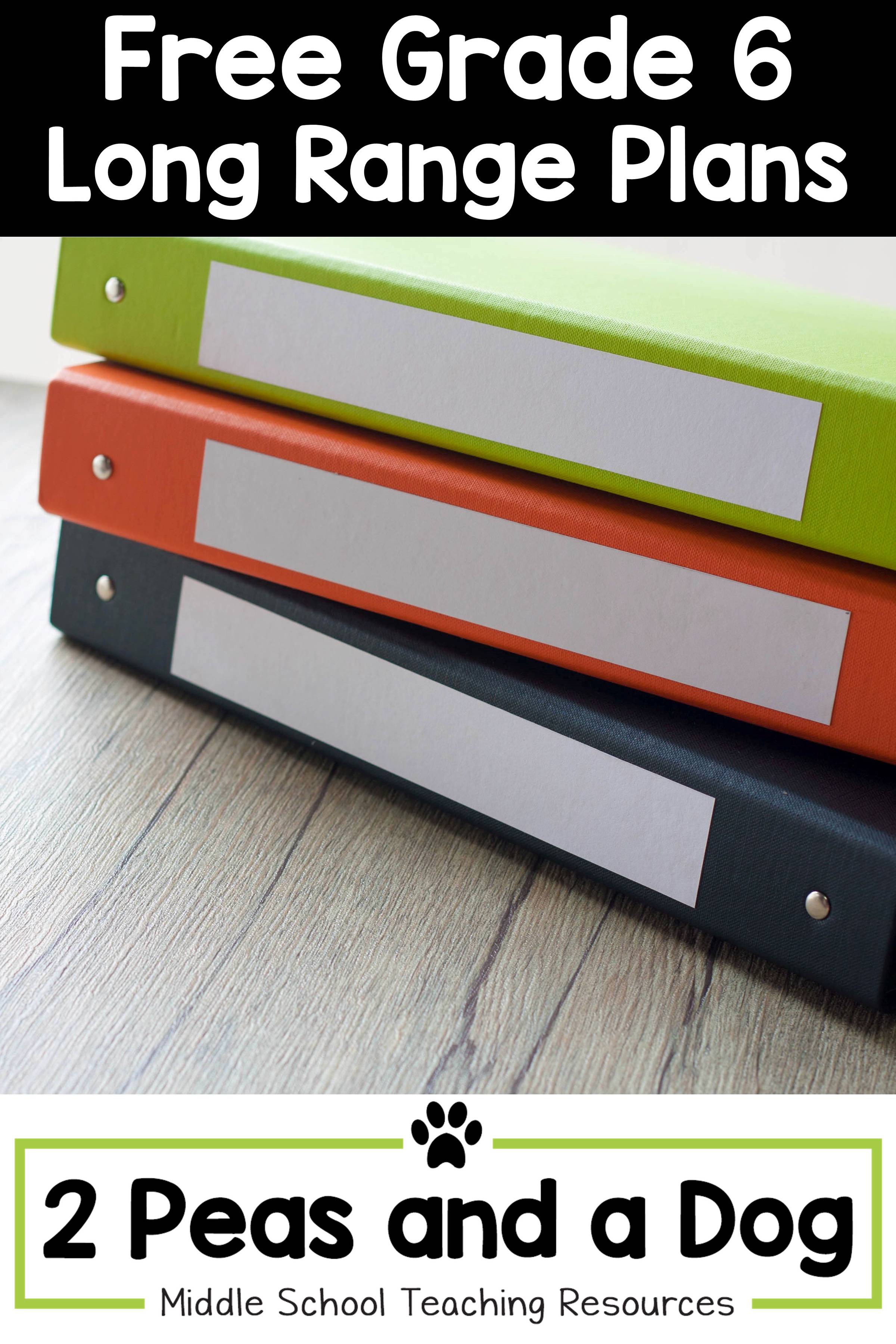 Free Grade 6 Long Range Plans
