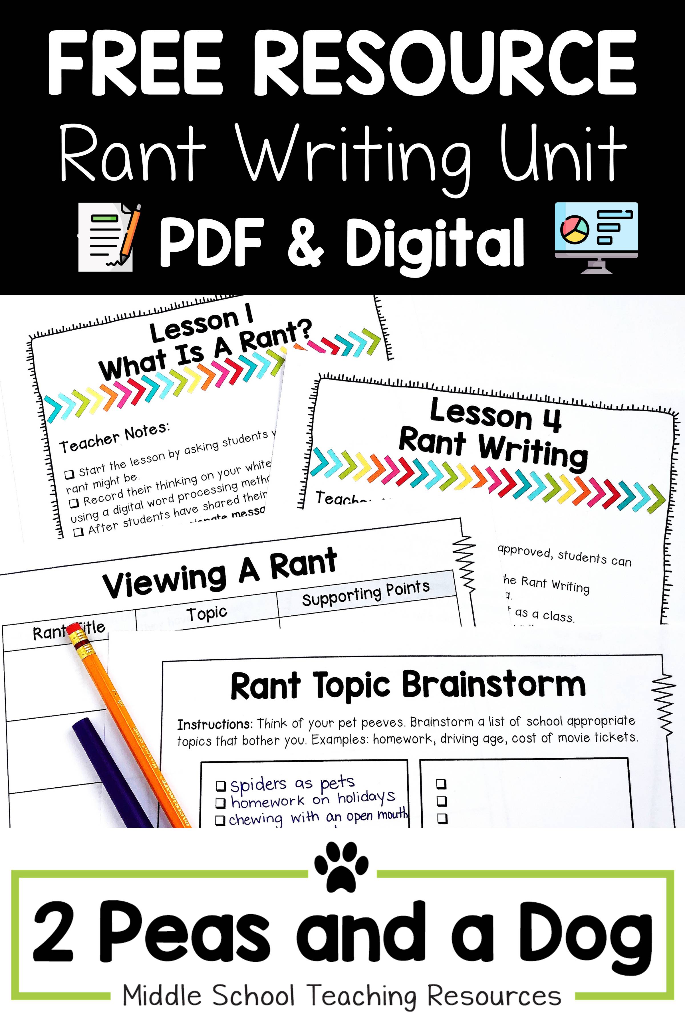 Free Middle School ELA Lessons