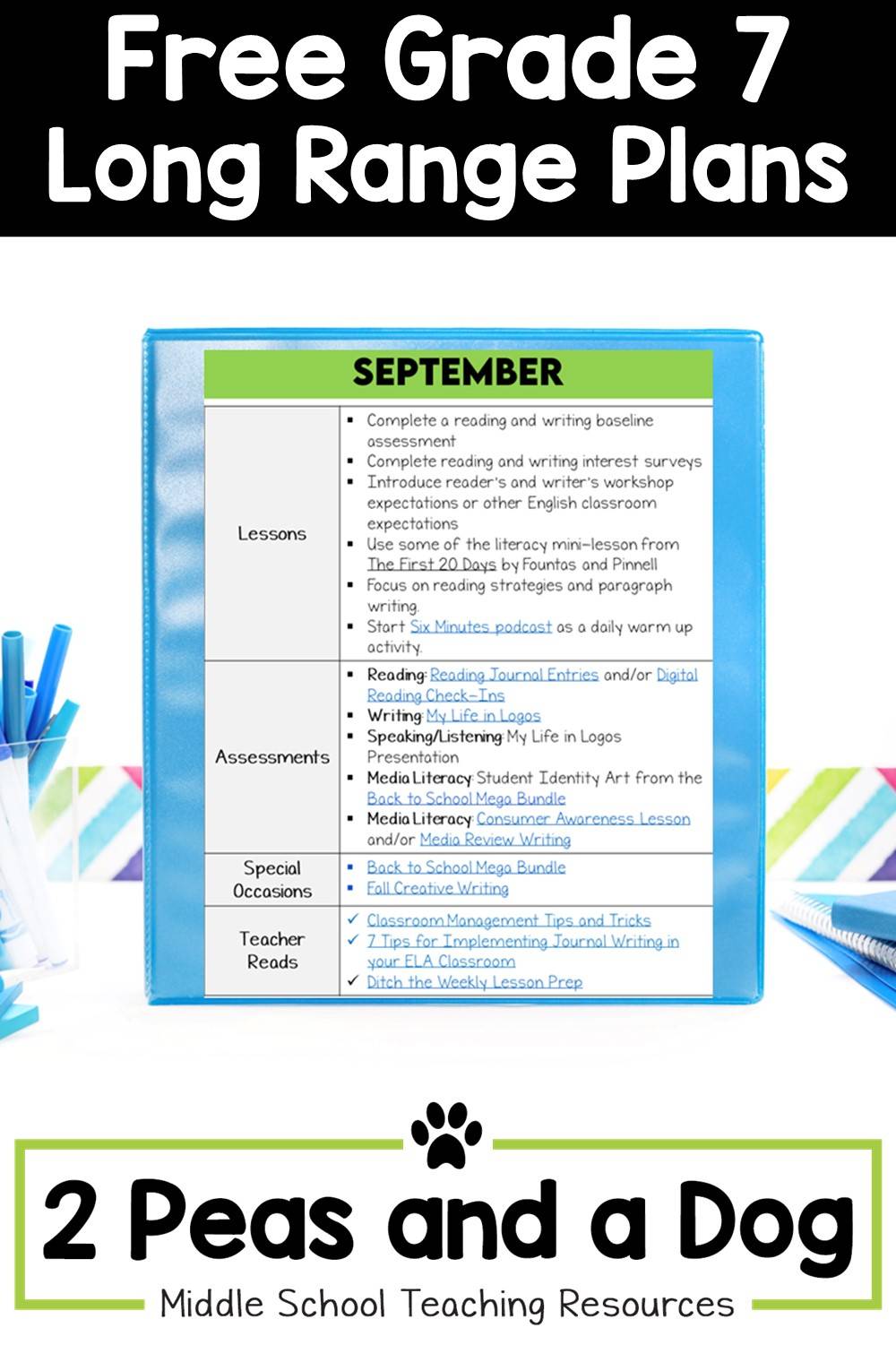 Free Grade 7 Long Range Plans