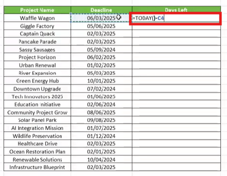 How to Auto-Track Deadlines in Excel – Excel With Grant – Blog