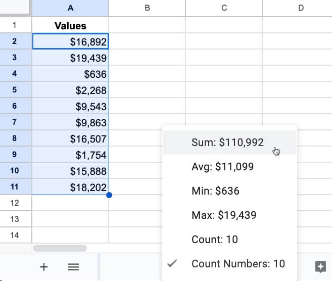 Sheets tip 262: Data stats at your fingertips