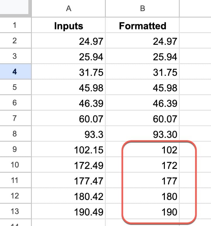 Sheets Tip 274: Your Decimal Points Called, They Want a Makeover!