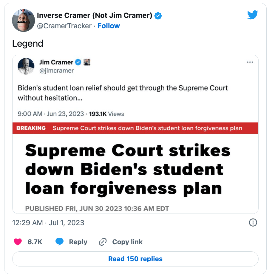 Inverse Cramer Weekly Update — Jul 2 – Alts.co