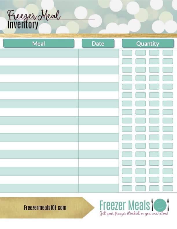 Freezer Meal Inventory