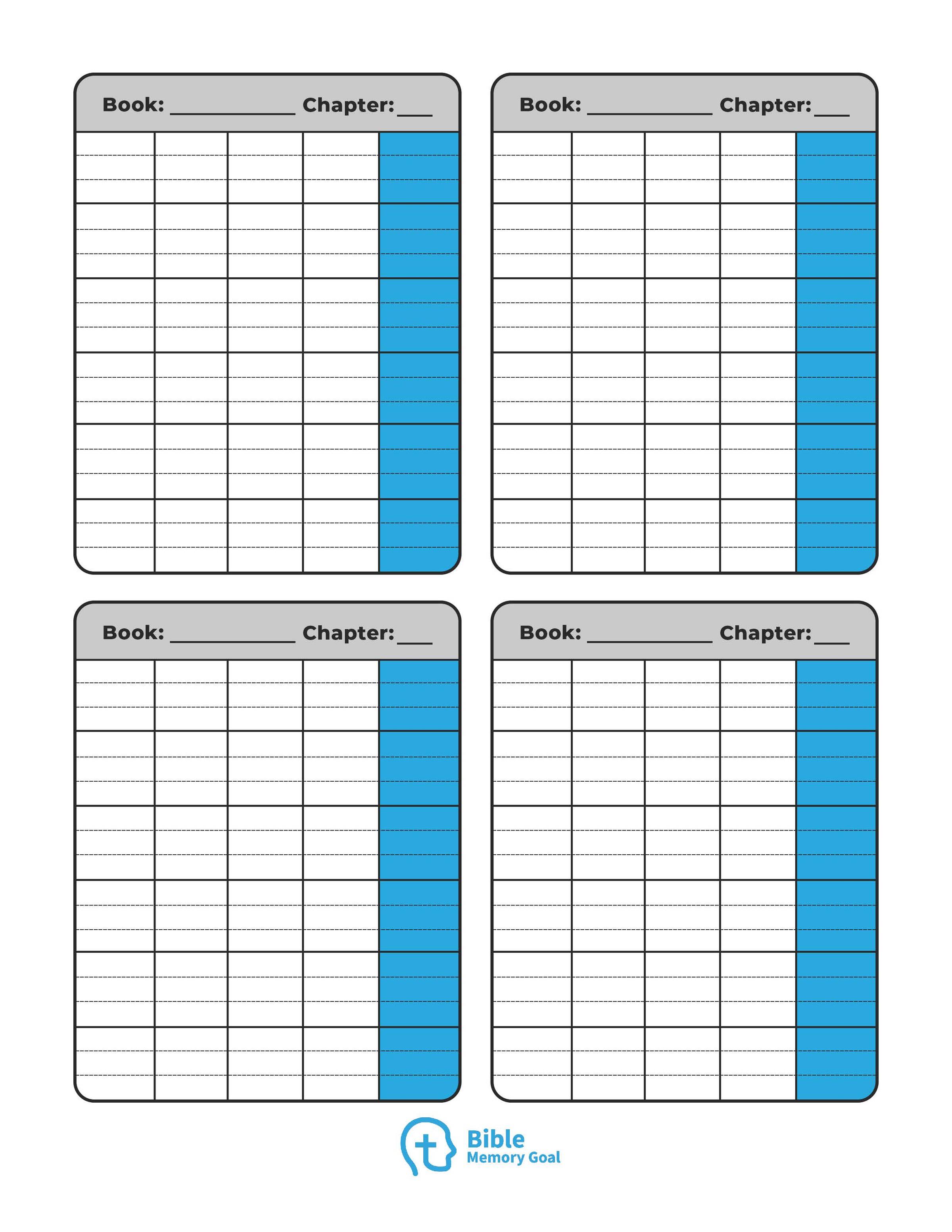 Bible Memory Grid - FREE Download from Bible Memory Goal!