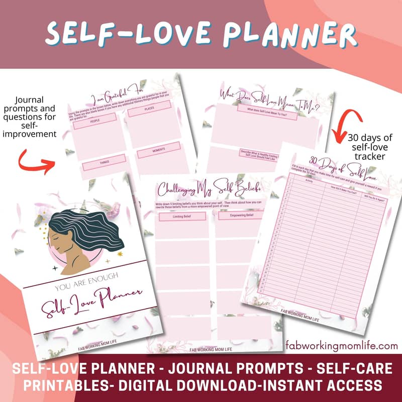 Get the 12-month Habit Tracker and Self Love Journal for Moms Printables