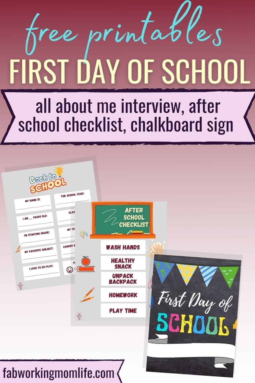 First Day Of School Worksheets