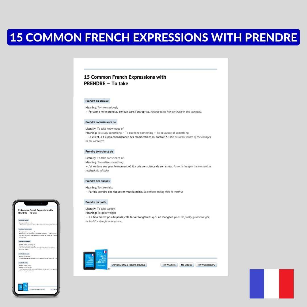 75 French Expressions with Prendre – To Take - French Online Language ...
