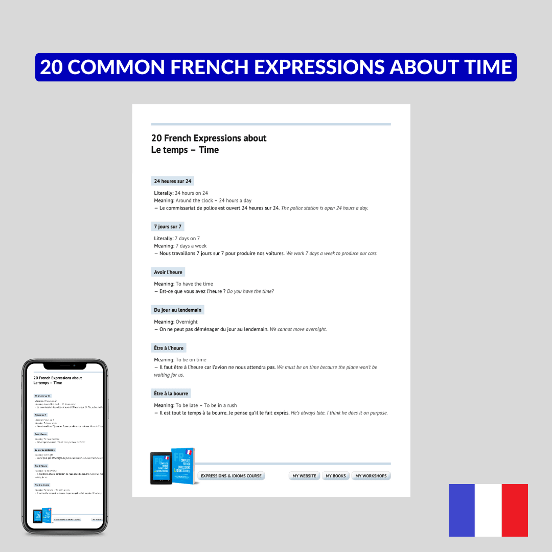 24 French Expressions about Le temps - Time - French Online Language ...