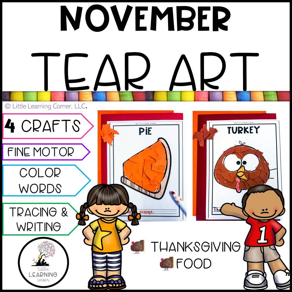 Free November Tear Art Crafts for Kids - Little Learning Corner