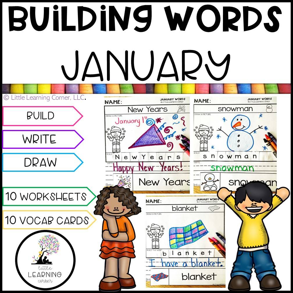 Free January Writing Center | Building words and vocabulary - Little ...