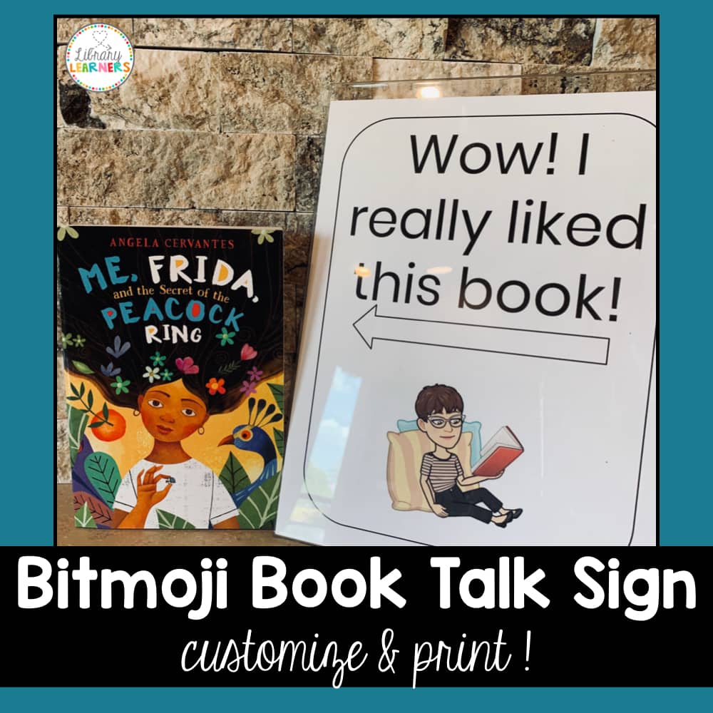 Free Bitmoji Book Talk Sign for School Librarians