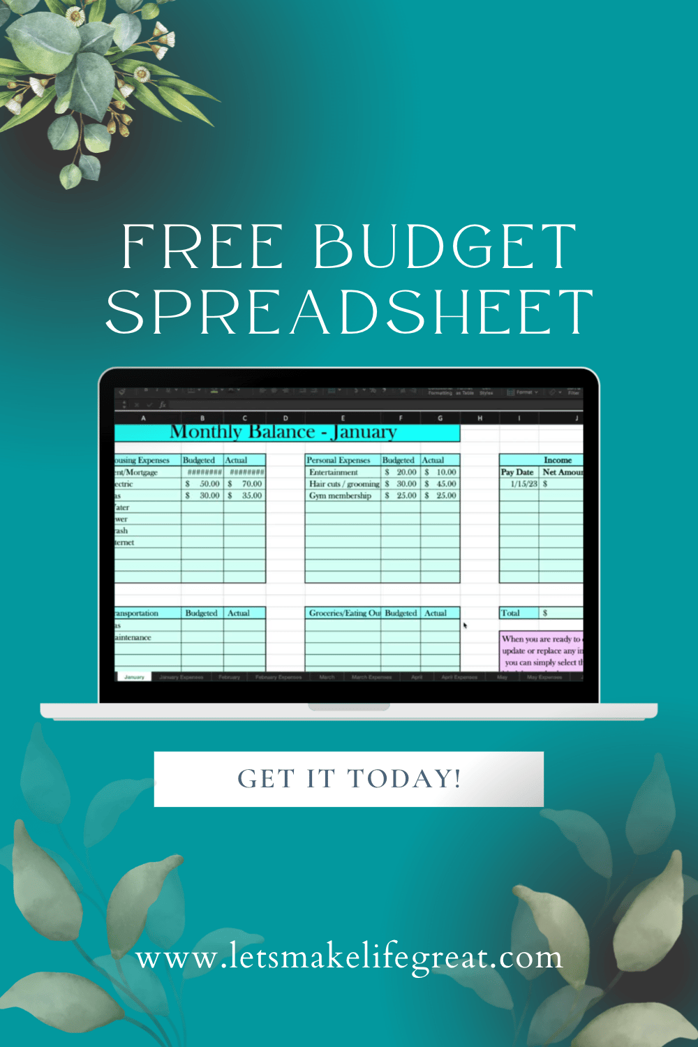 FREE Budget Spreadsheet