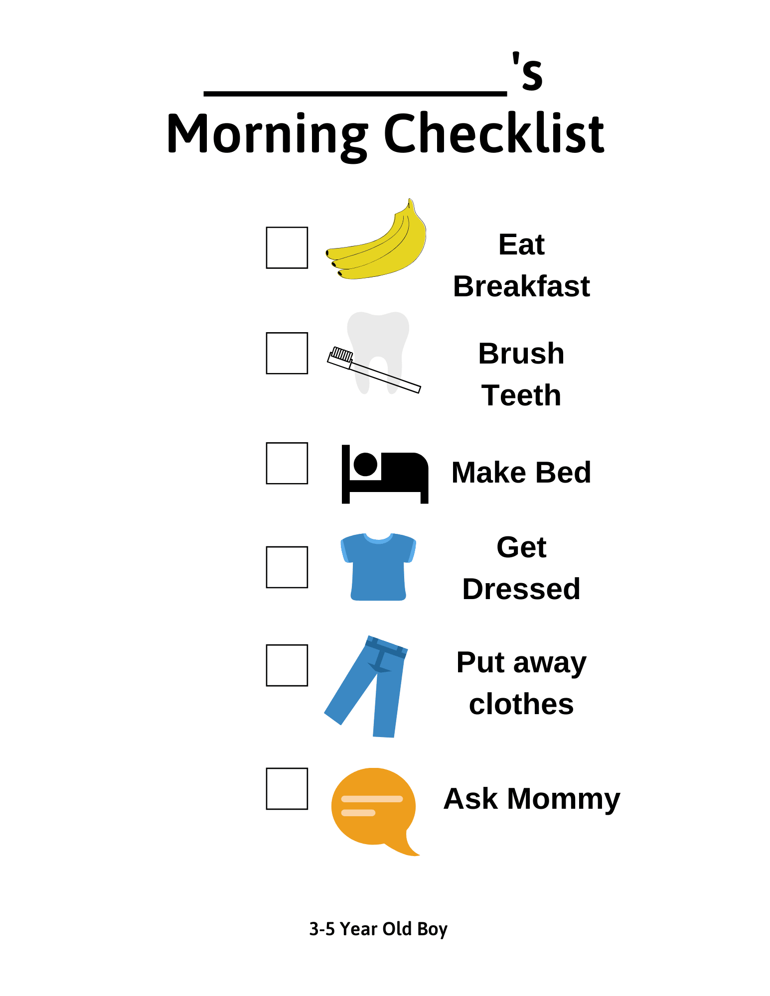 Morning, Afternoon & Evening Chore List