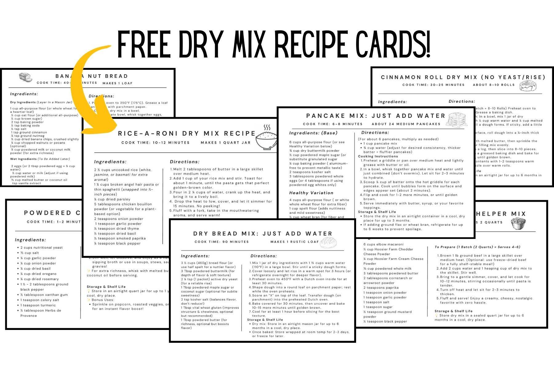Dry Pantry Mix Recipe Cards