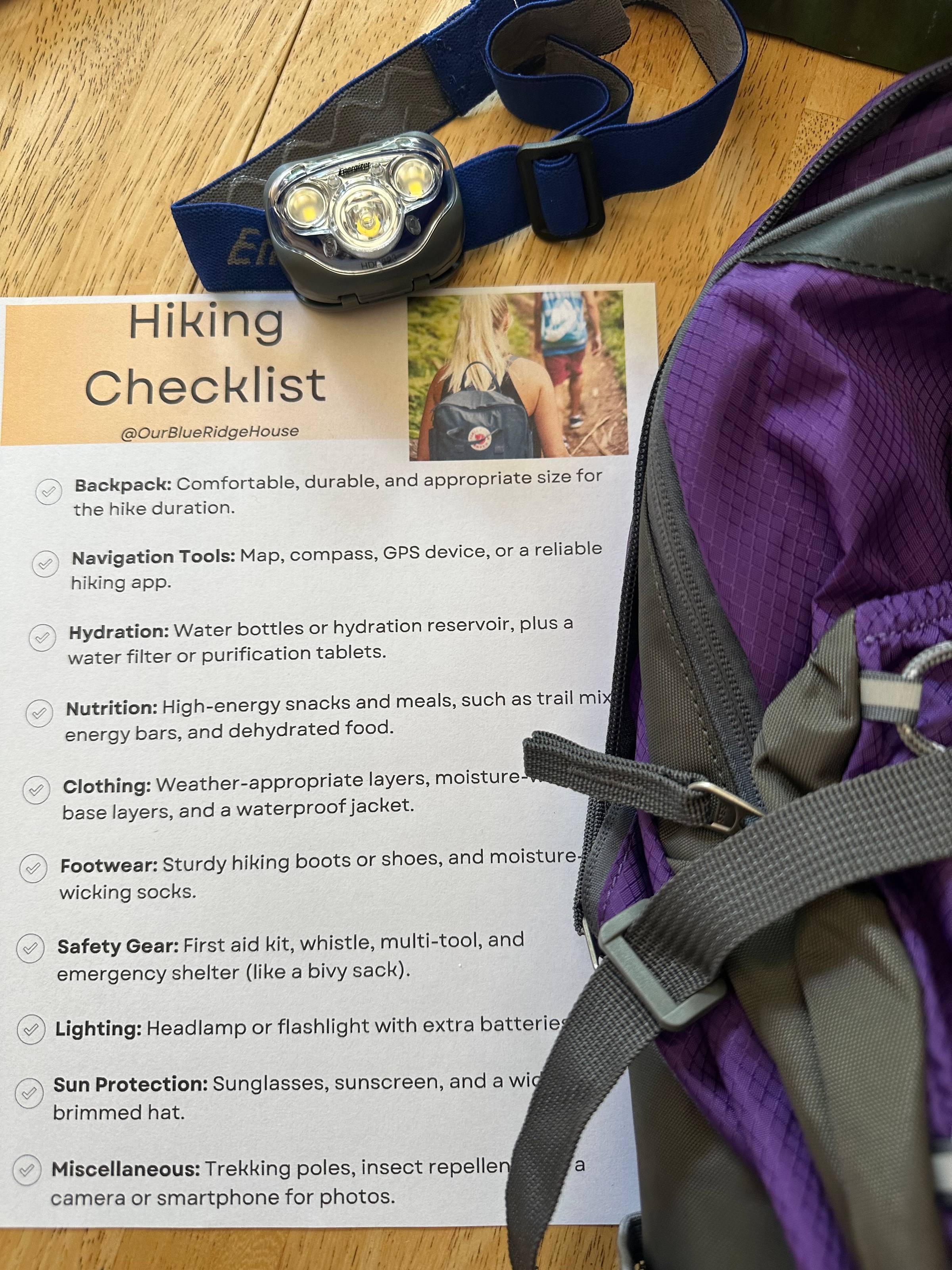Free Printable Hiking Checklist | What to Put in Your Backpack - Our ...
