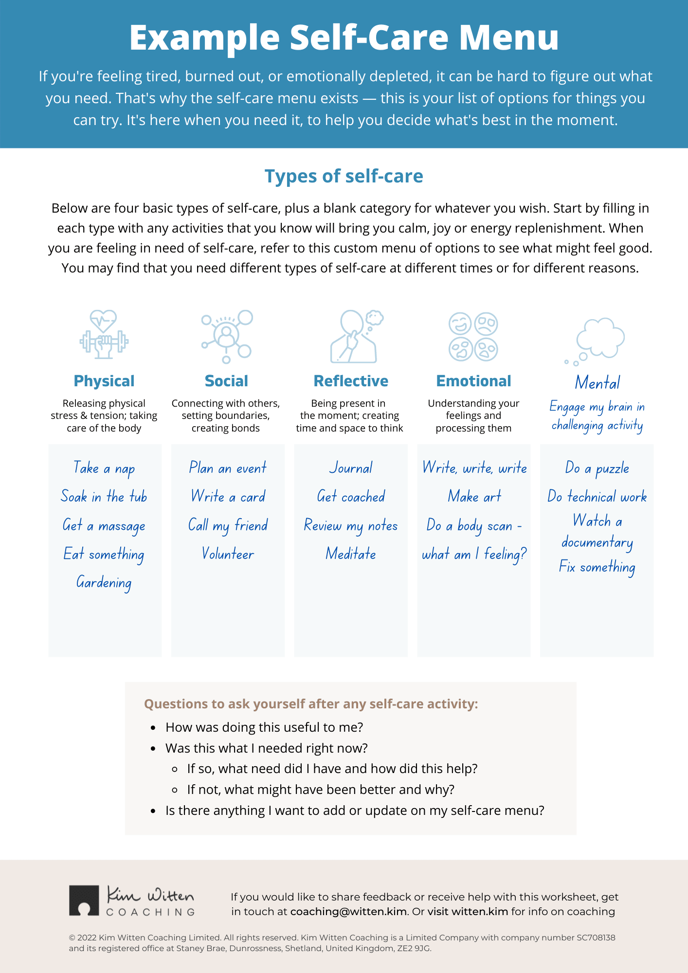 Make self-care easy on yourself — Kim Witten Coaching