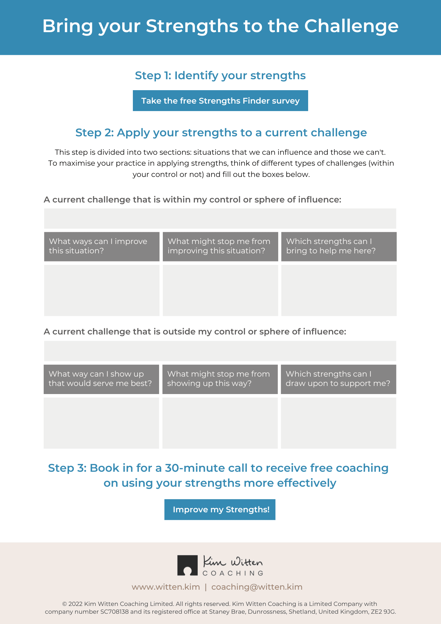 Identify, apply, and maximize your strengths — Kim Witten Coaching