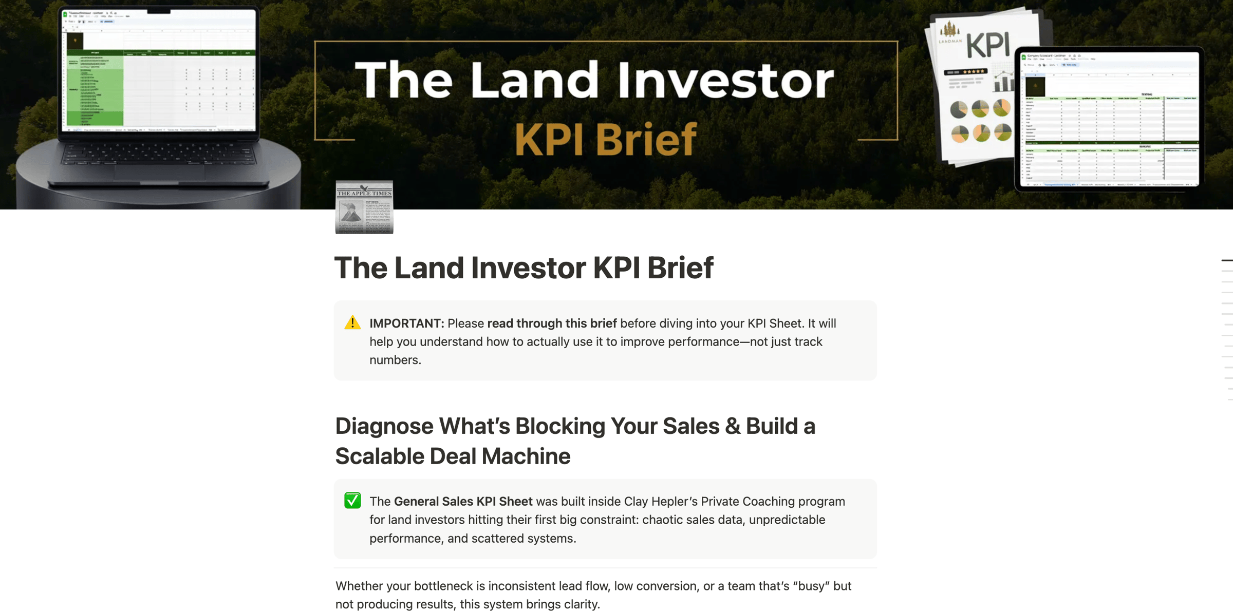 The 6-figure Land Investor KPI