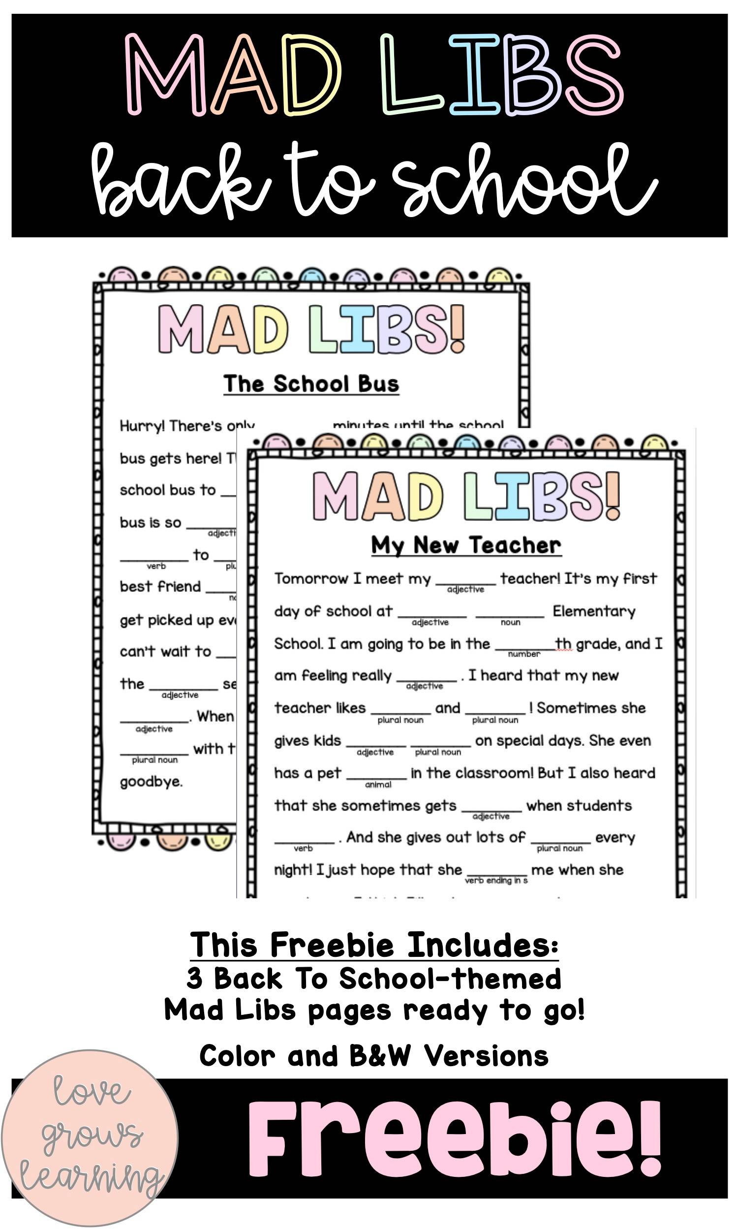 Free Mad Libs For School