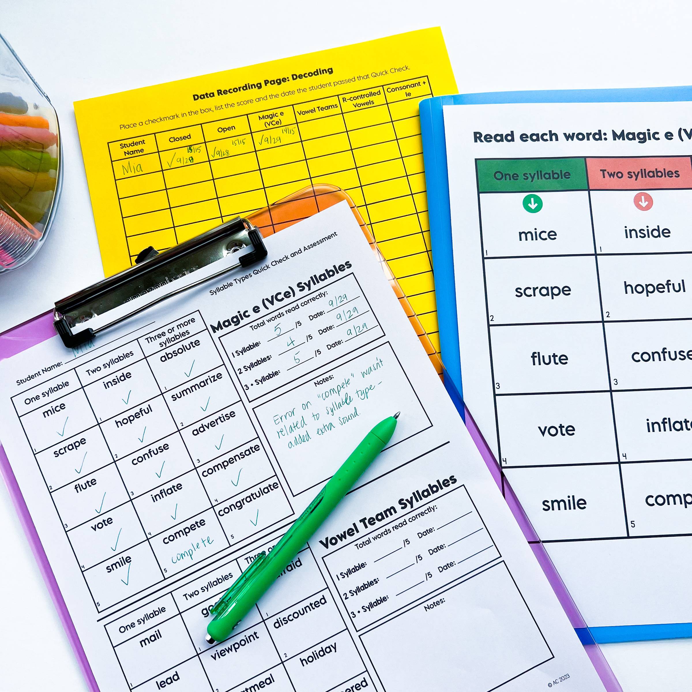 Free Syllable Types Quick Check Assessments