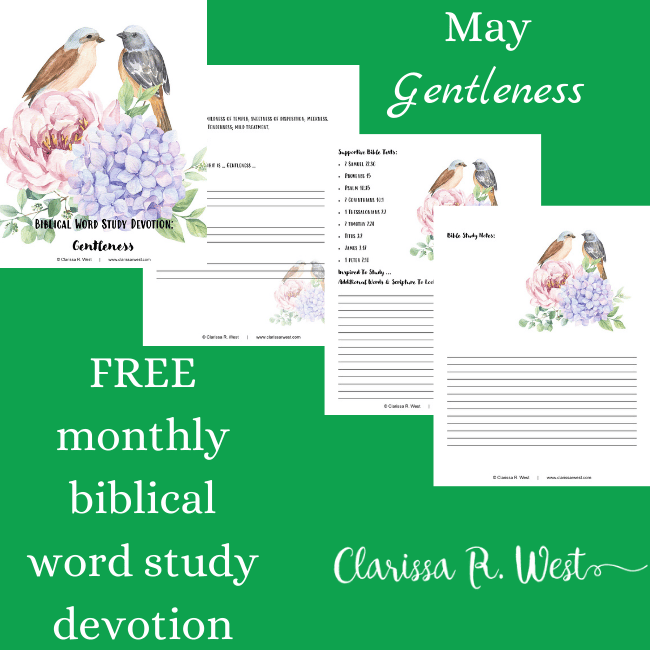 FREE: GENTLENESS biblical word study devotion printable pack