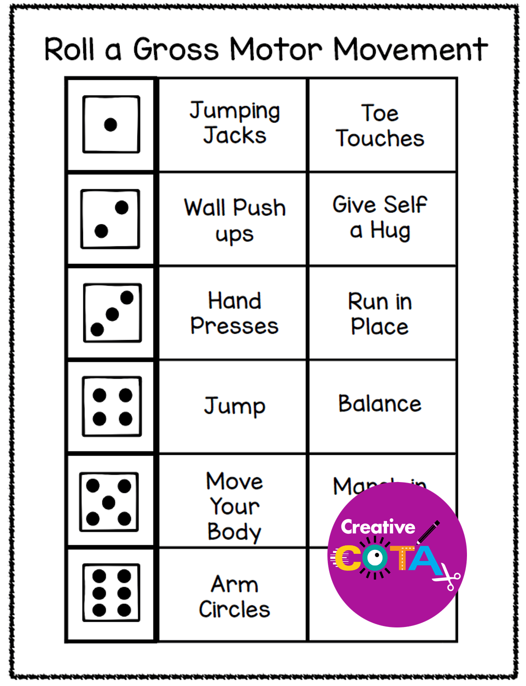 Free Gross Motor Brain Break