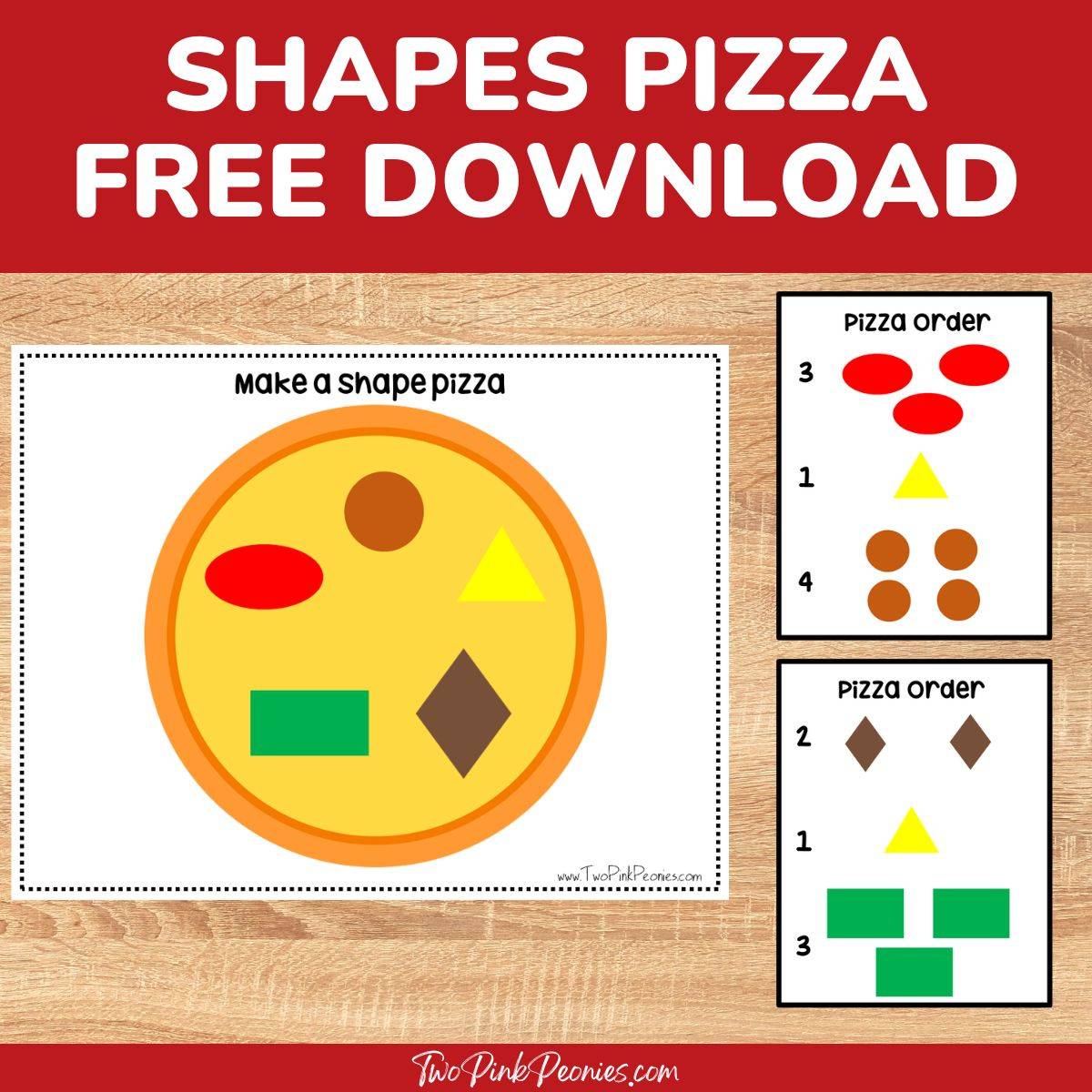 Free Pizza Shapes Match | Two Pink Peonies