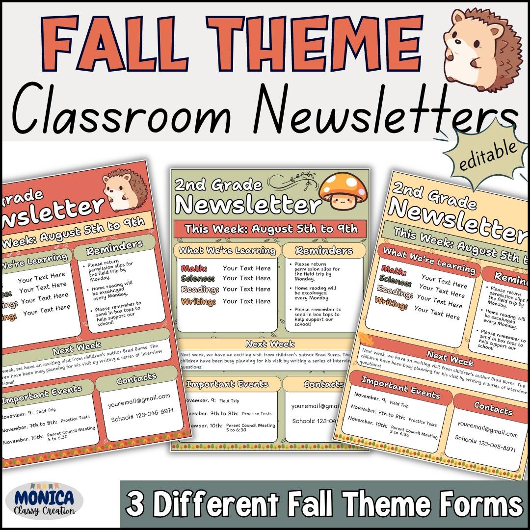 FALL INTO A NEW SCHOOL YEAR WITH COZY CLASSROOM NEWSLETTERS!