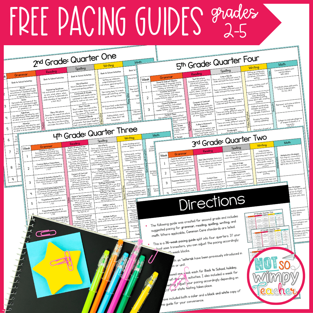 Free Yearlong Pacing Guide