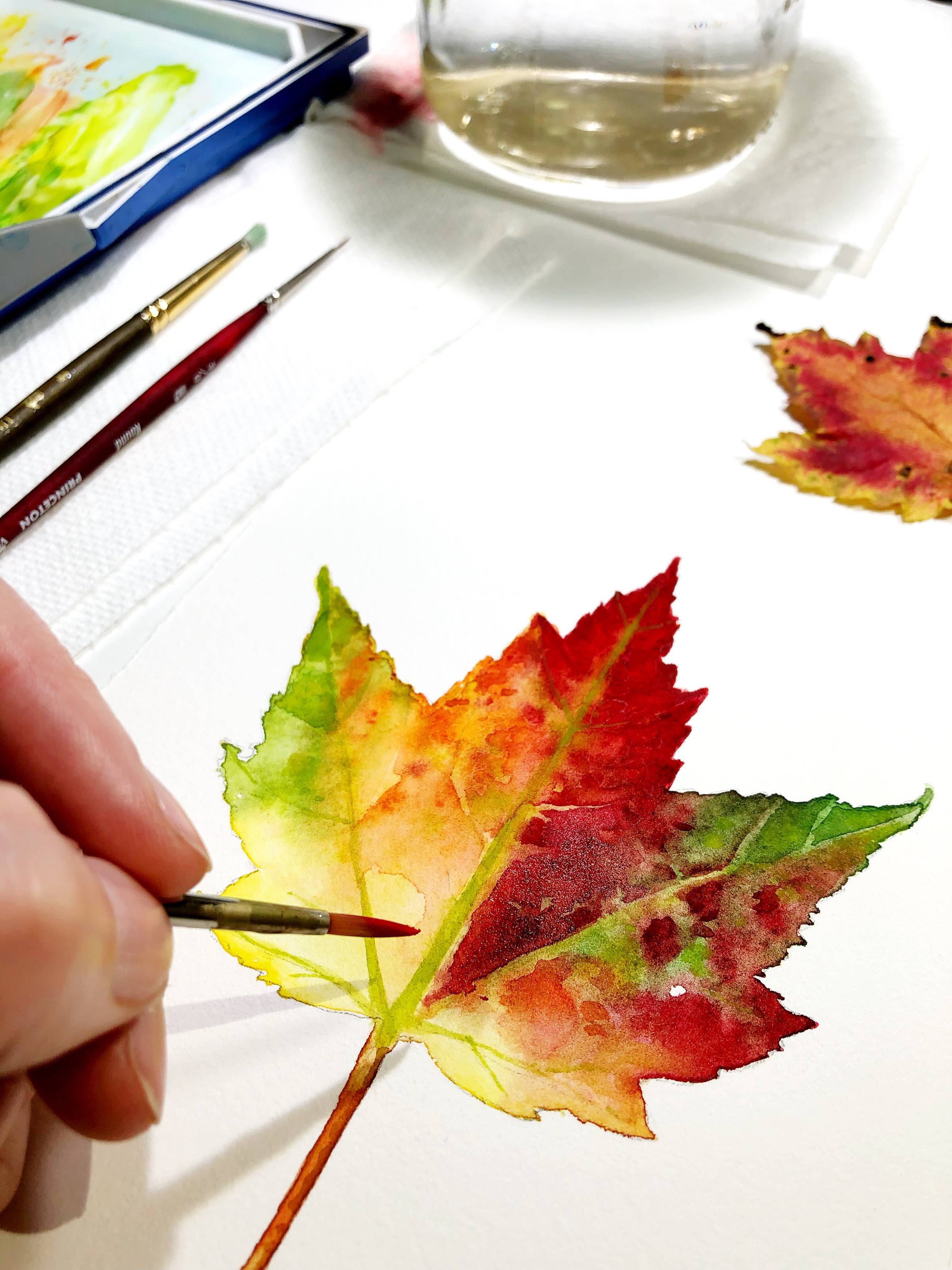 Watercolor Leaf Painting Class