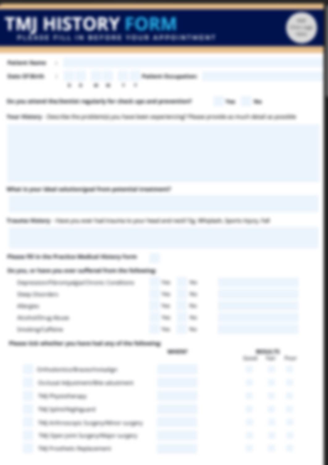 Jaz's TMD History Form