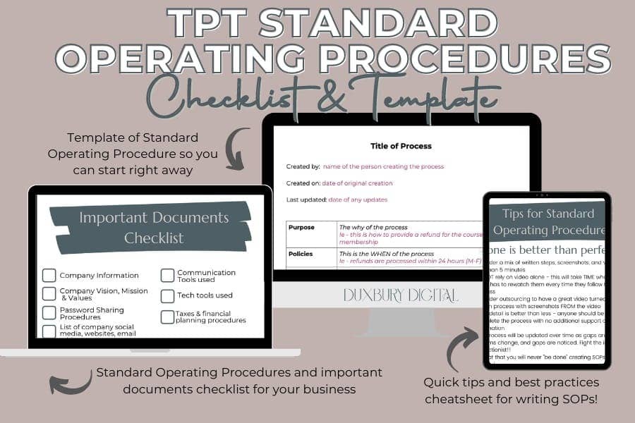 Standard Operating Procedures Checklist for TPT Authors