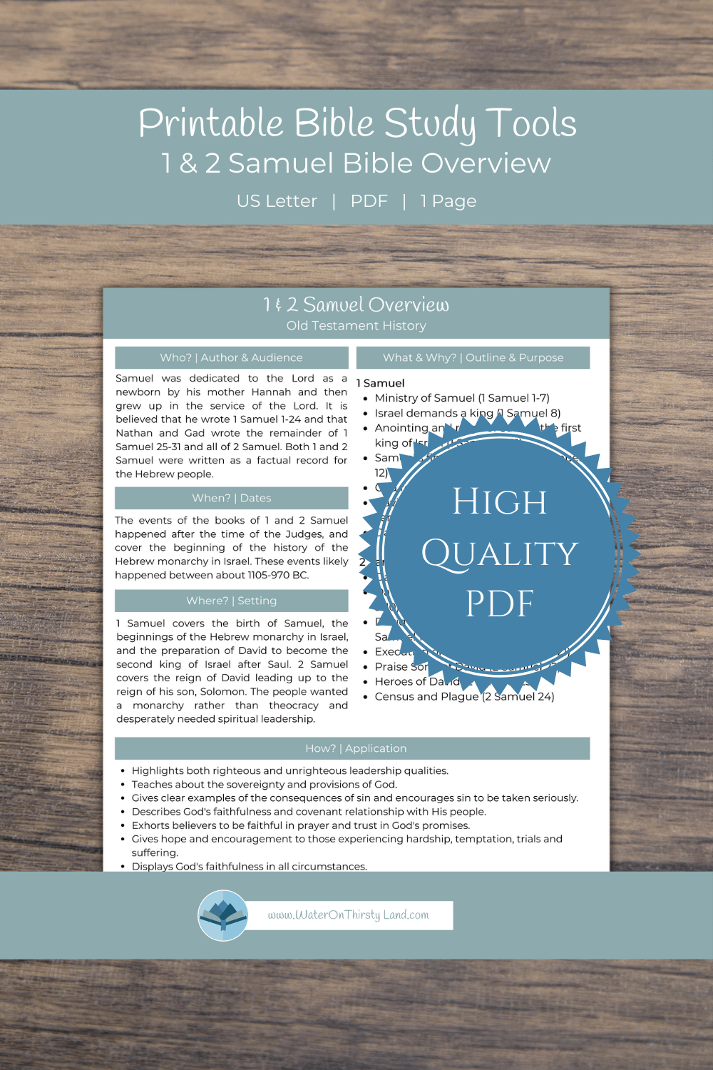1 And 2 Samuel Overview Printable