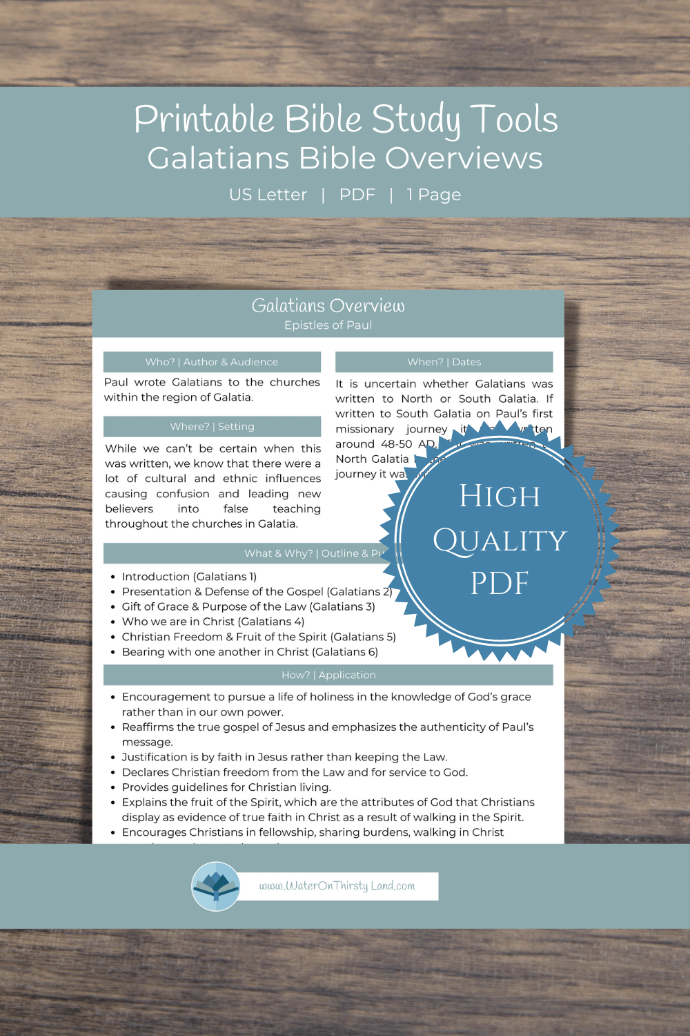 Galatians Overview Printable