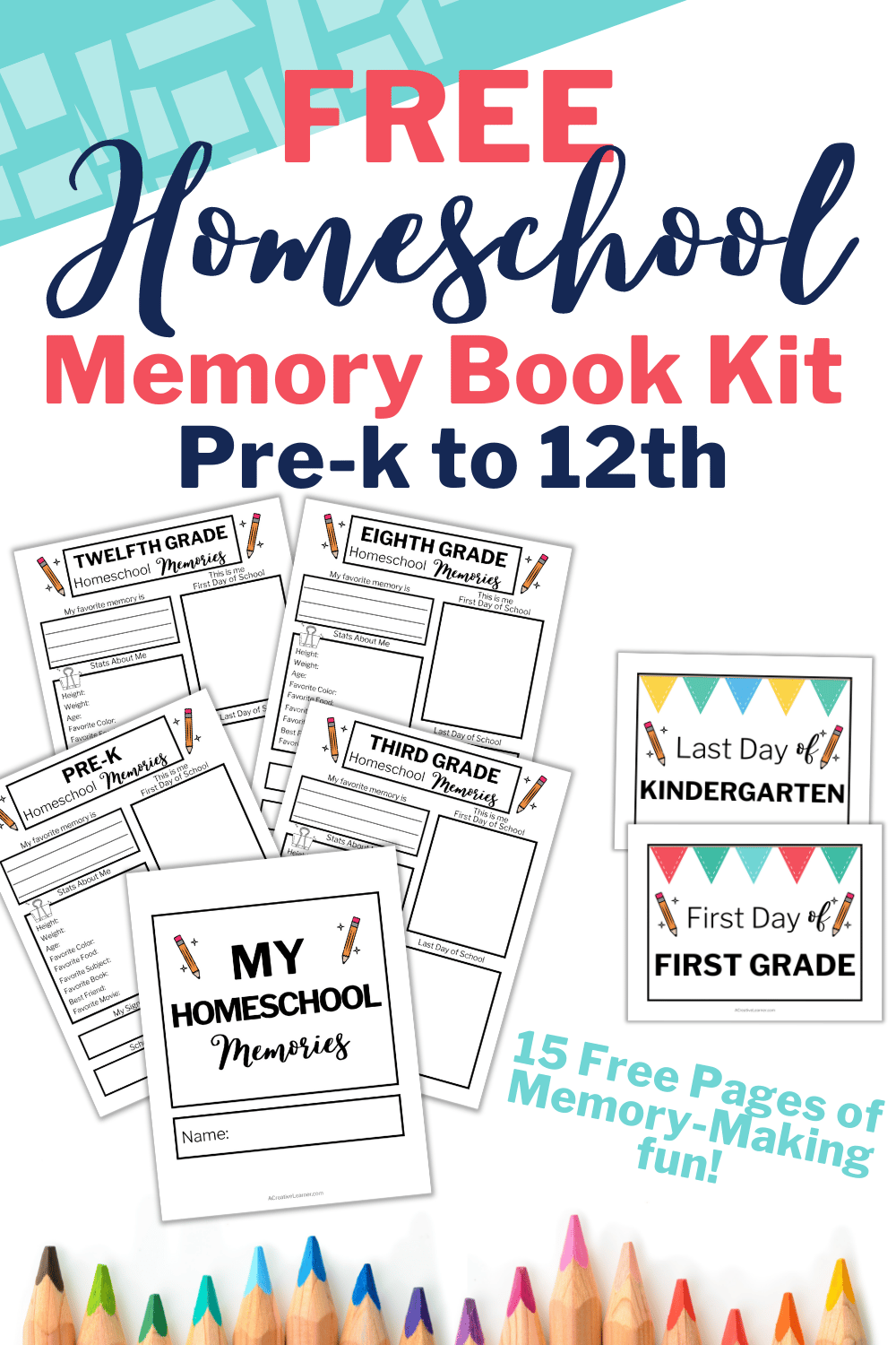 Homeschool Memory Book PreK To Twelfth PreK 12 Grade Printable PDF FREE