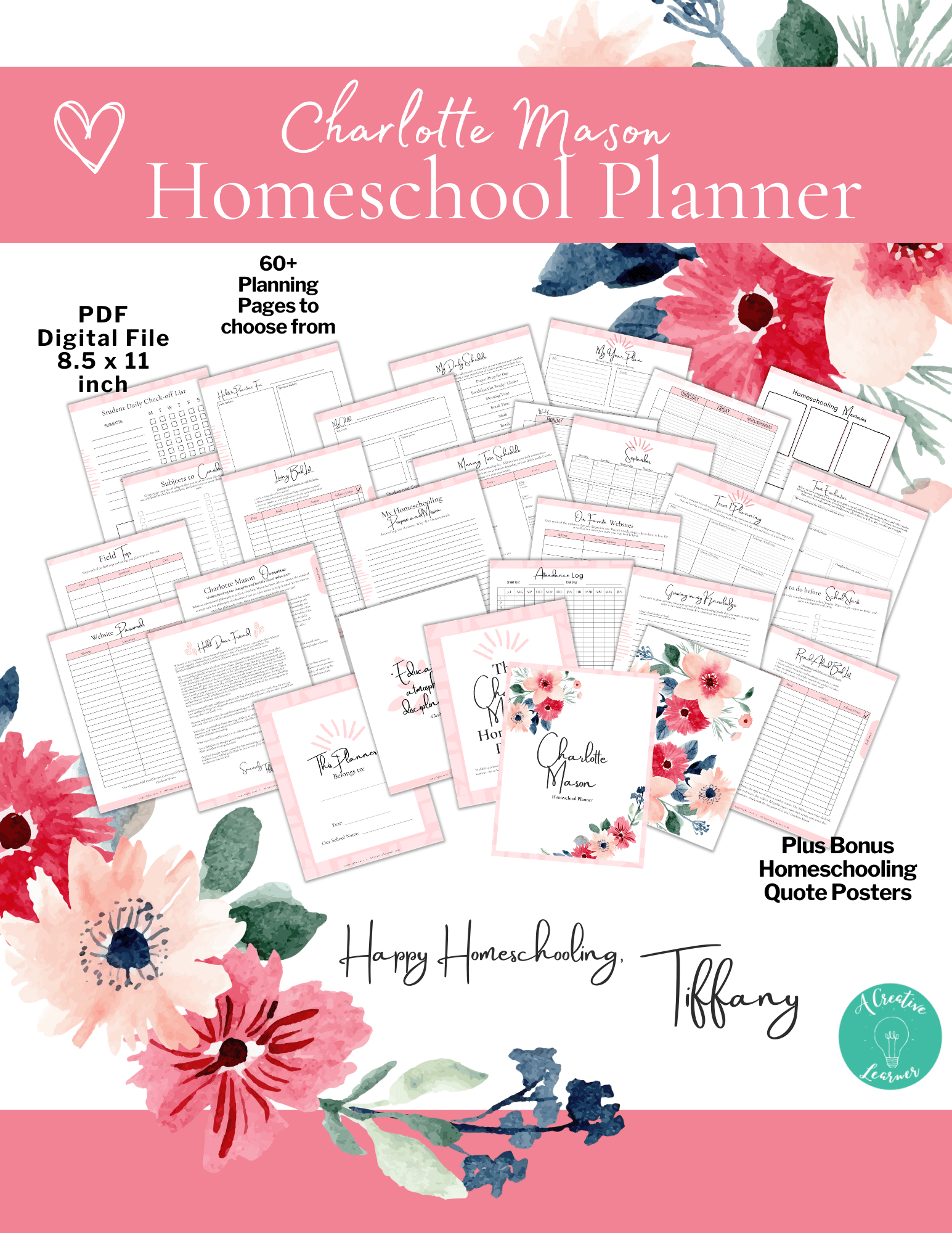 Charlotte Mason Inspired Homeschool Planner PRINTABLE PDF