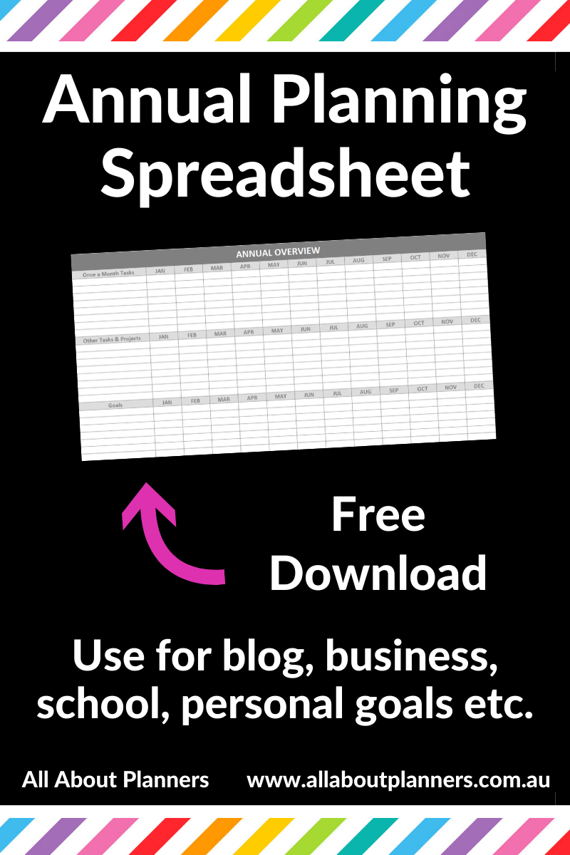 Excel annual overview spreadsheet | - Kit